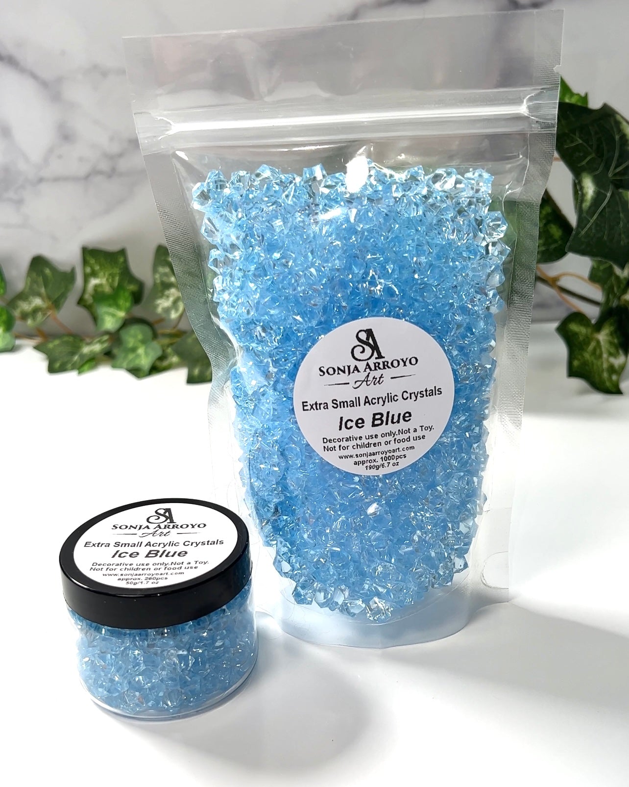 Ice Blue Acrylic Gems - extra small – Sonja Arroyo Art